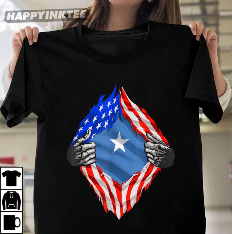 Super Somali Heritage Somalia Roots USA Flag T-Shirt