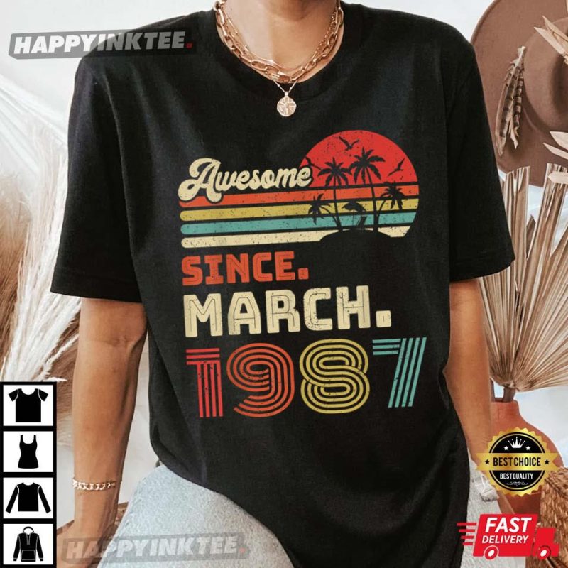 35 Year Old Awesome Since March 1987 35th Birthday T-Shirt