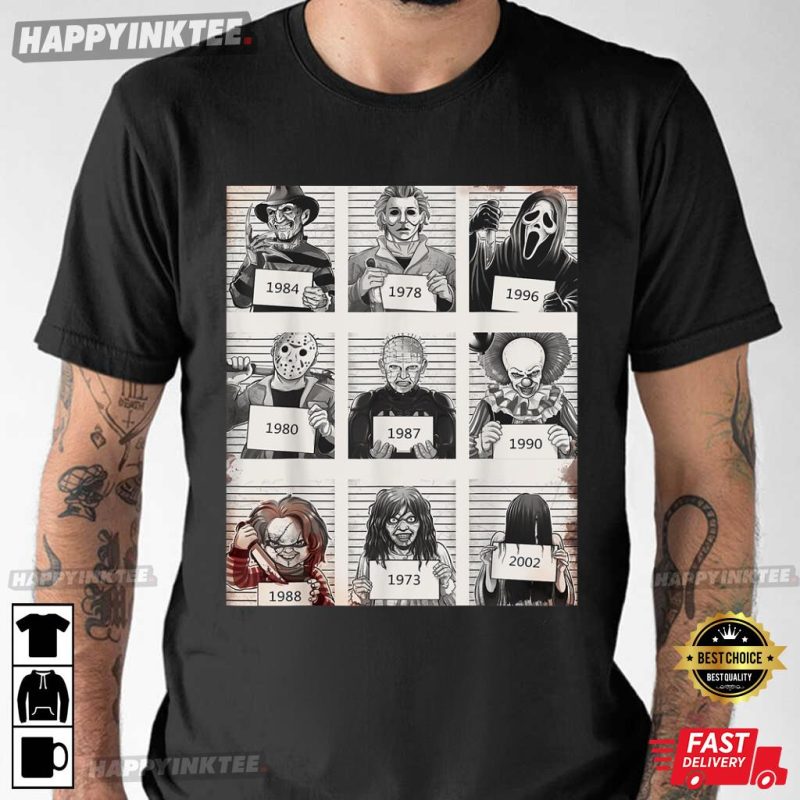Halloween Creepy Legends Killer Mugshots Horror Fan Gifts T-Shirt