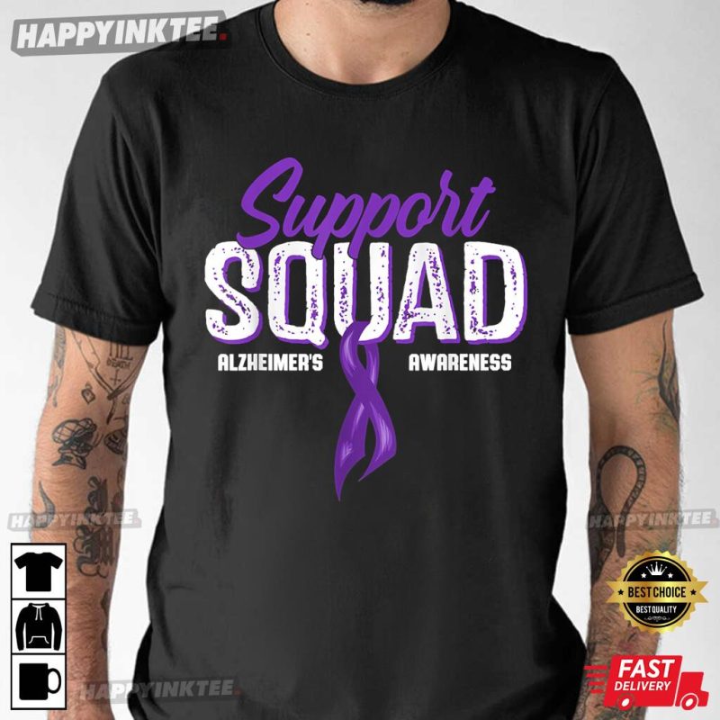 Support Squad Alzheimer's Awareness Purple Ribbon Best T-Shirt