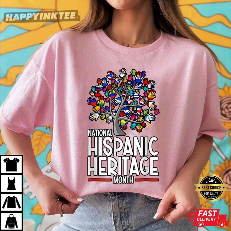 National Hispanic Heritage Month Hand Flag Tree Roots Latino T-Shirt