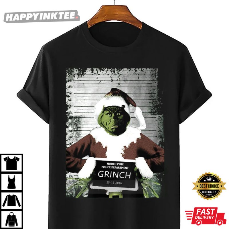 The Grinch Mugshot Vintage Christmas T-shirt - Bring Your Ideas ...
