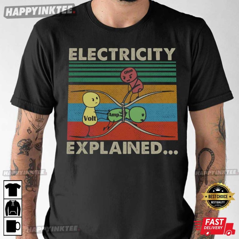 Electricity Explained Funny Ohm Volt Amp Retro Vintage T-Shirt