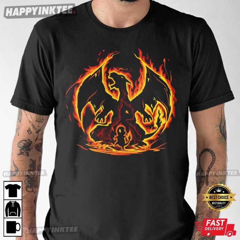 Charmander Evolution Pokémon Fan Art T-Shirt