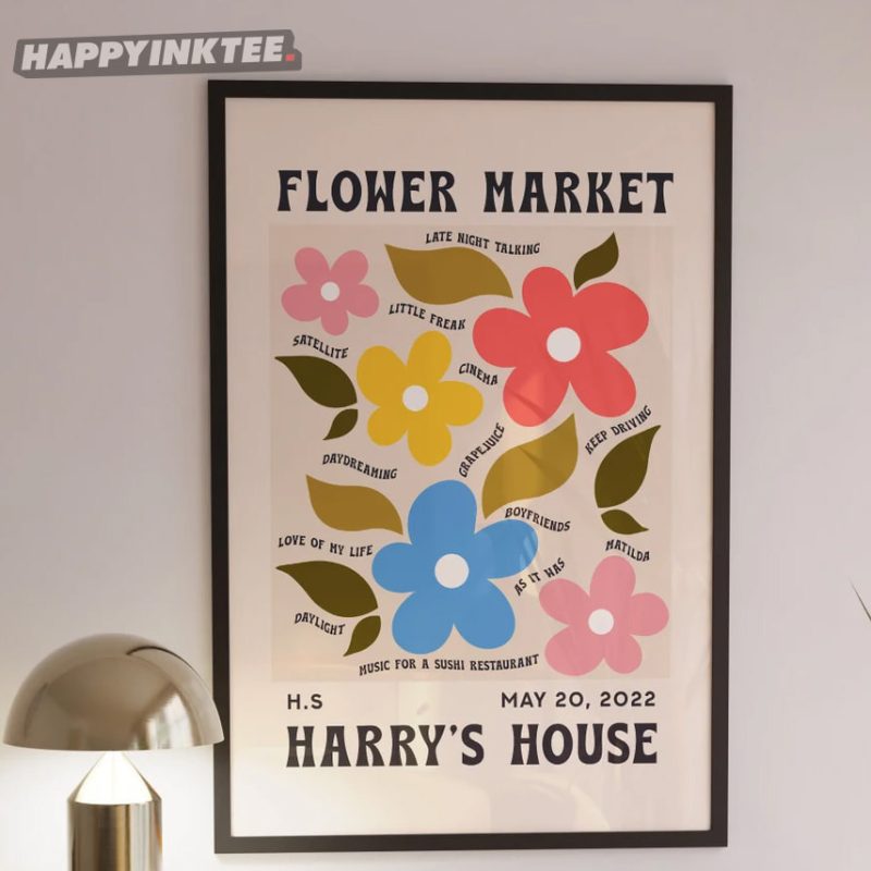 Harry's House Album Tracklist Floral Poster