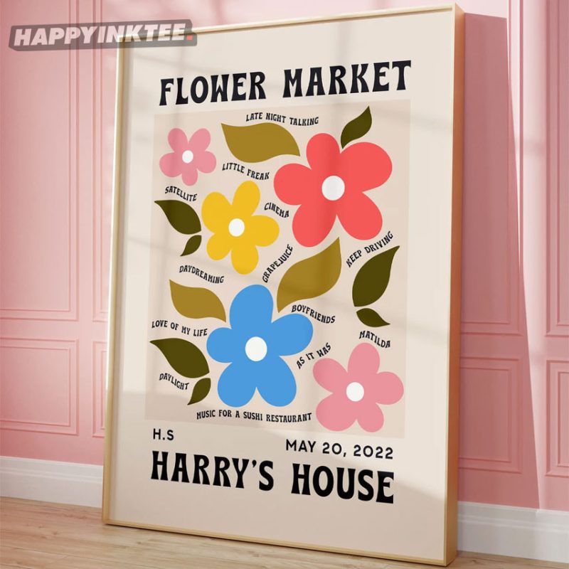Harry's House Album Tracklist Floral Poster