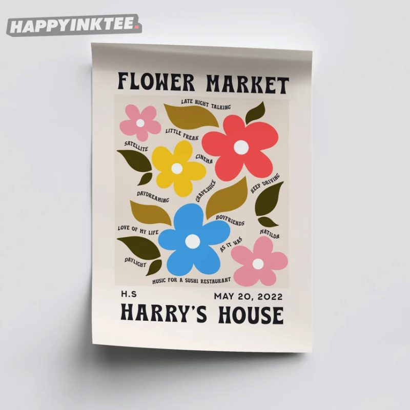 Harry's House Album Tracklist Floral Poster