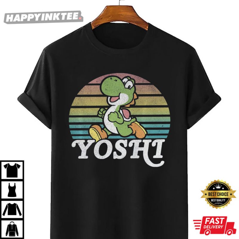 Super Mario Yoshi Retro Line Run Portrait T-Shirt