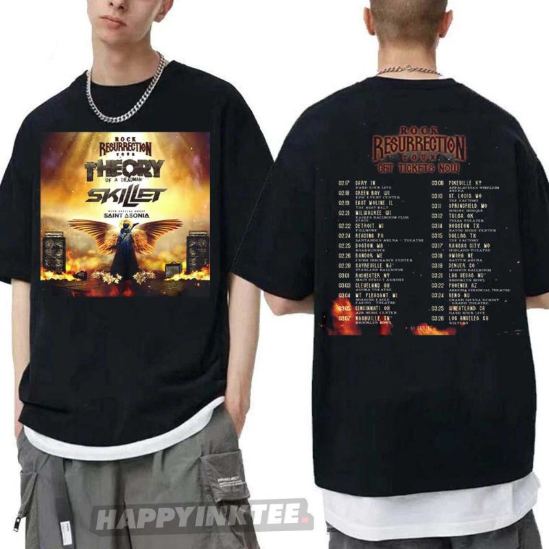 Rock Resurrection Tour Theory of A Deadman Skillet T-Shirt - Bring Your ...