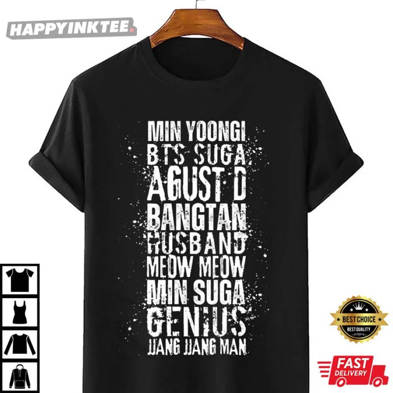 Min Yoongi Suga Agust D Nicknames T-Shirt - Bring Your Ideas, Thoughts ...