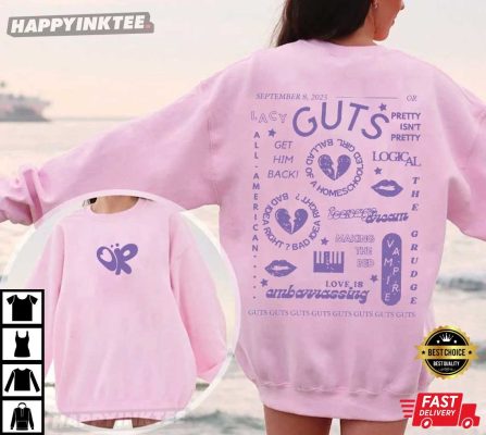 Olivia Rodrigo Guts Tour Album Tracklist T-Shirt