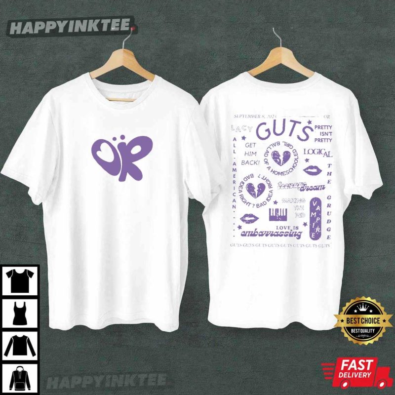 Olivia Rodrigo Guts Tour Album Tracklist T-Shirt