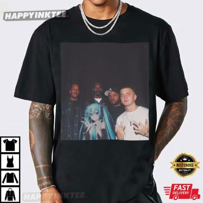 Hatsune Miku Snoop Dogg Ice Cube Eminem Dr Dre Anime Gangsta T-Shirt