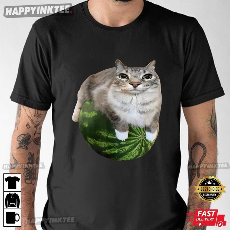 Silly Cat Watermelon Cat Meme T-Shirt